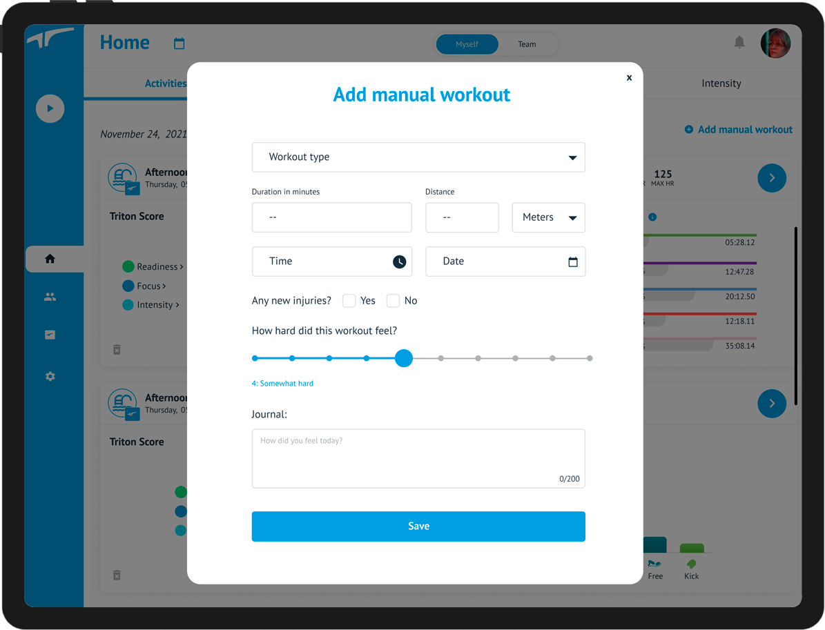 Adding a Workout Manually
